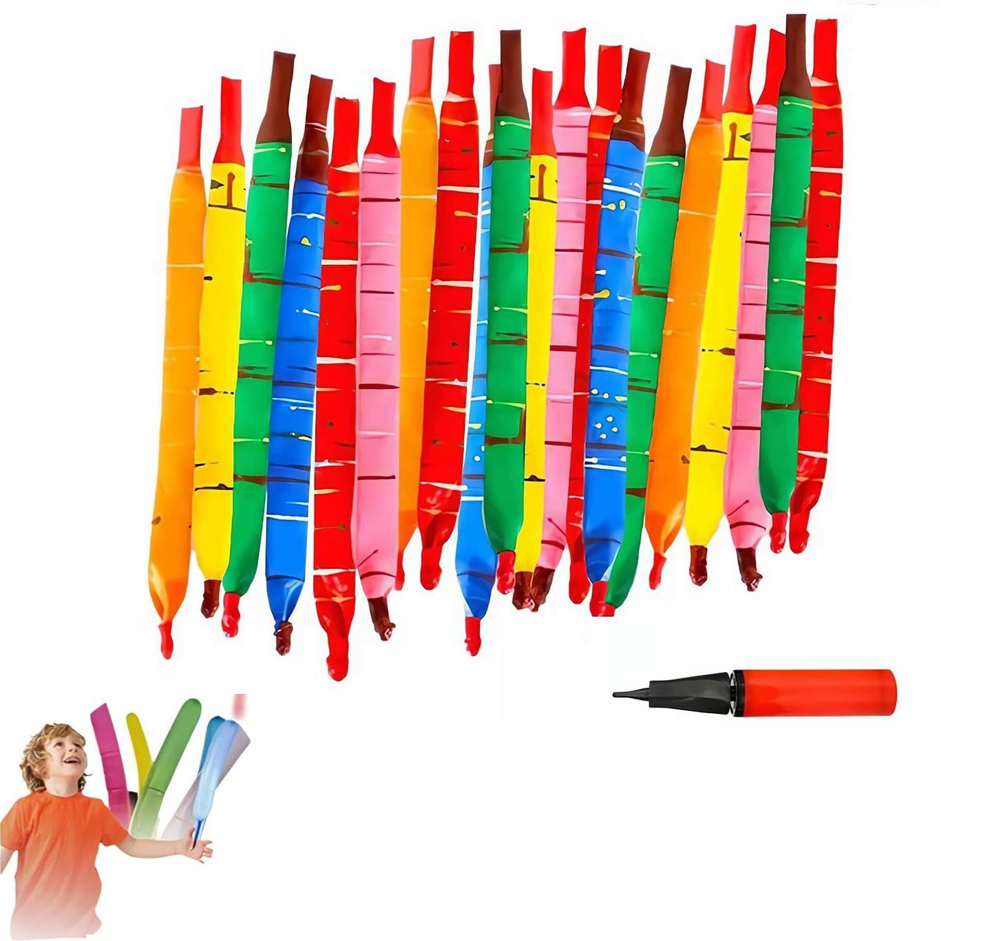 100 Pcs Rocket Balloons With Pump, 40-Inch Whistling Flying Party ...