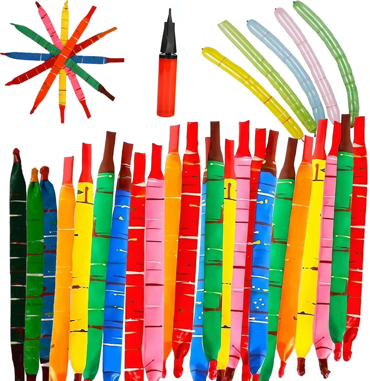 100 Pcs Rocket Balloons with Pump, Flying Whistle Balloon, Colorful ...