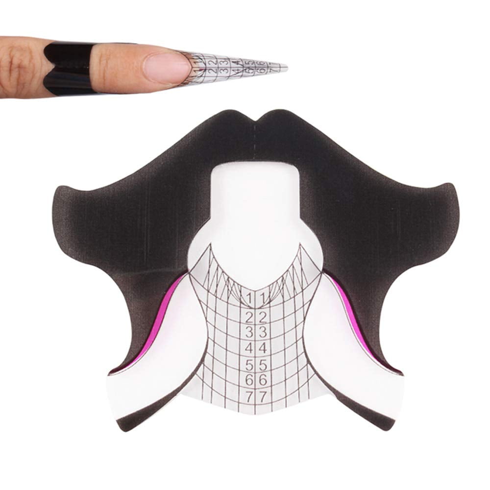 100 Pcs/Roll Nail Form Stickers Clear Nail Art Guide Form Acrylic UV ...