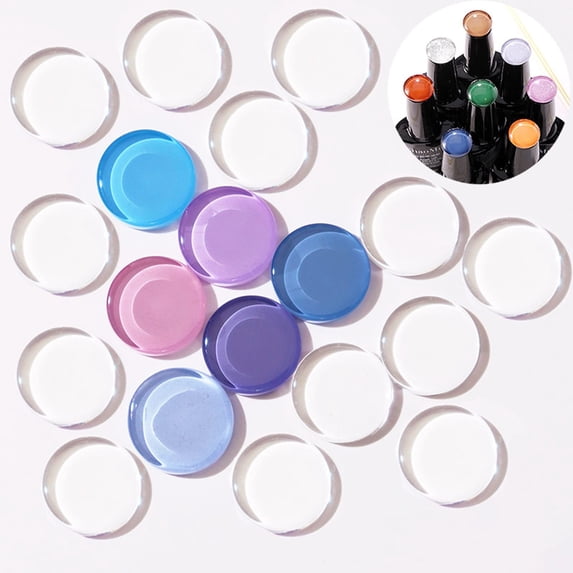 100 Pcs Round Glass False Nail Art Display Tips Transparent False Nail ...