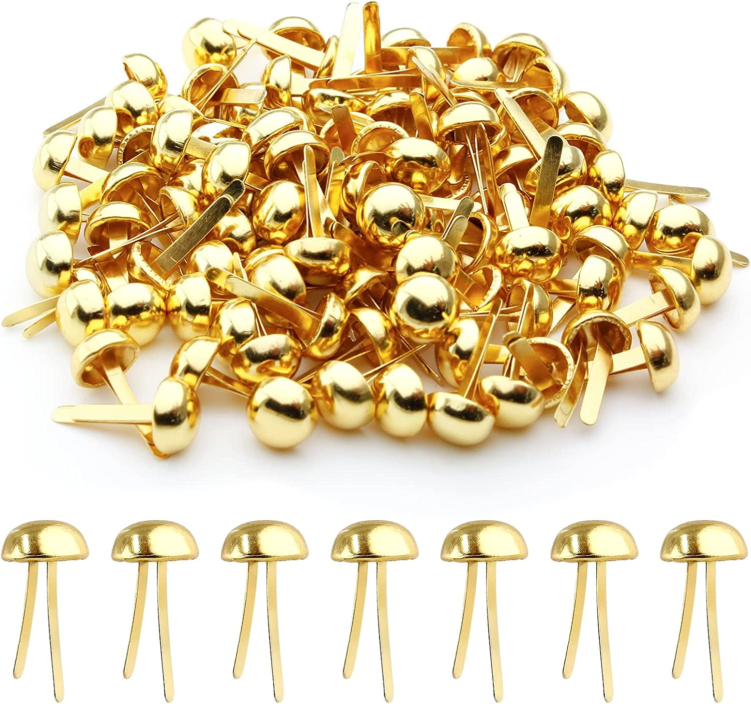 100 Pcs Round Head Paper Fastener,0.31 Inch Gold Mini Brads,Brass ...