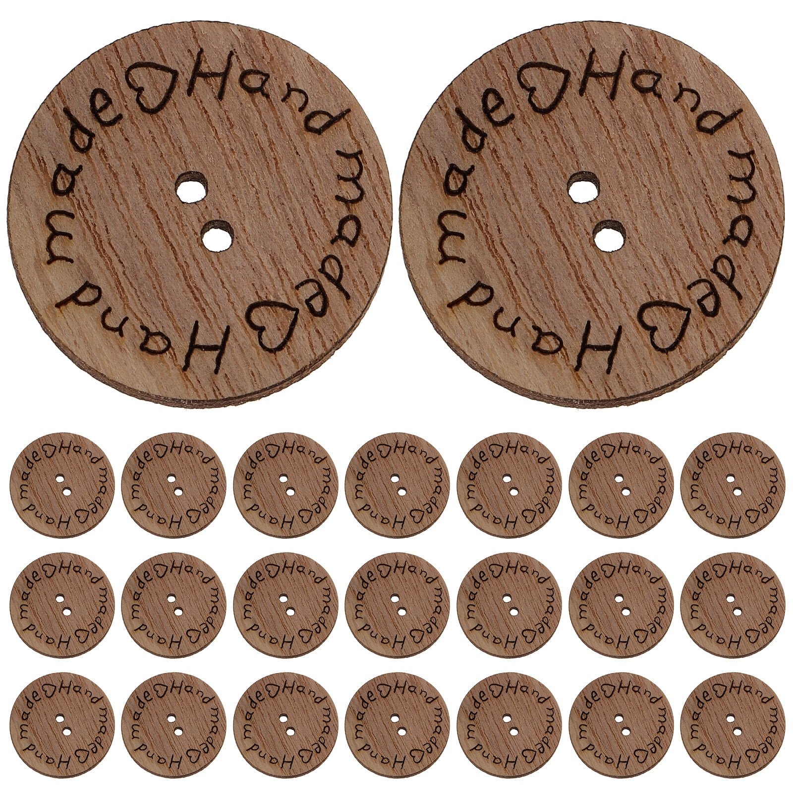 100 Pcs Round Sewing Buttons 2 Hole Wood Buttons 1'' Brown Buttons ...
