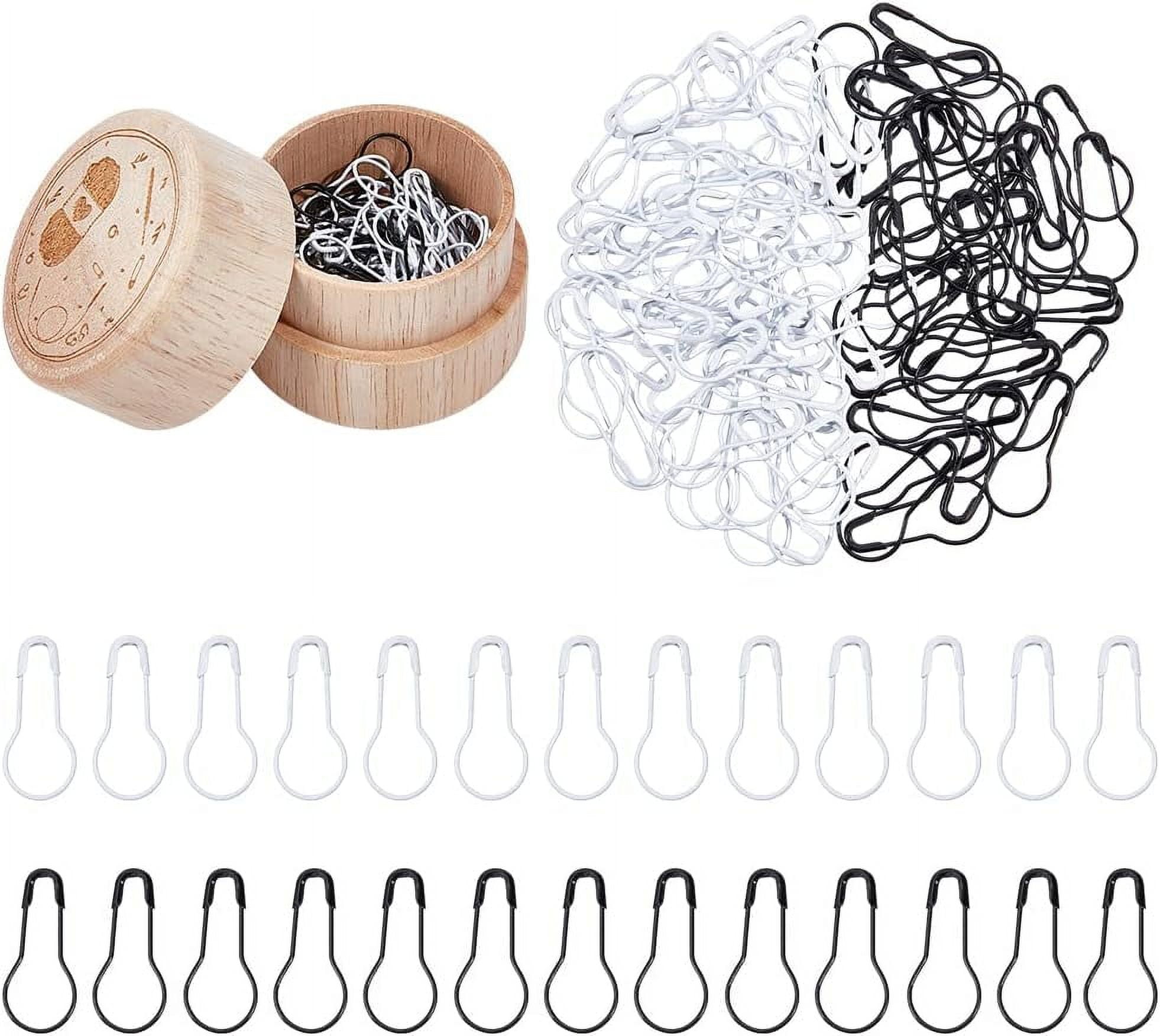 100 Pcs Safety Bulb Pins - Gourd Pear Shape Metal Knitting Pins with Wooden Box for Crocheting ...