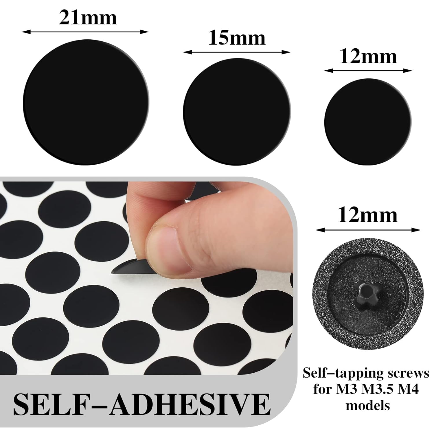 100 Pcs Screw Caps Covers Plastic Self Tapping and 580 Pieces Self ...