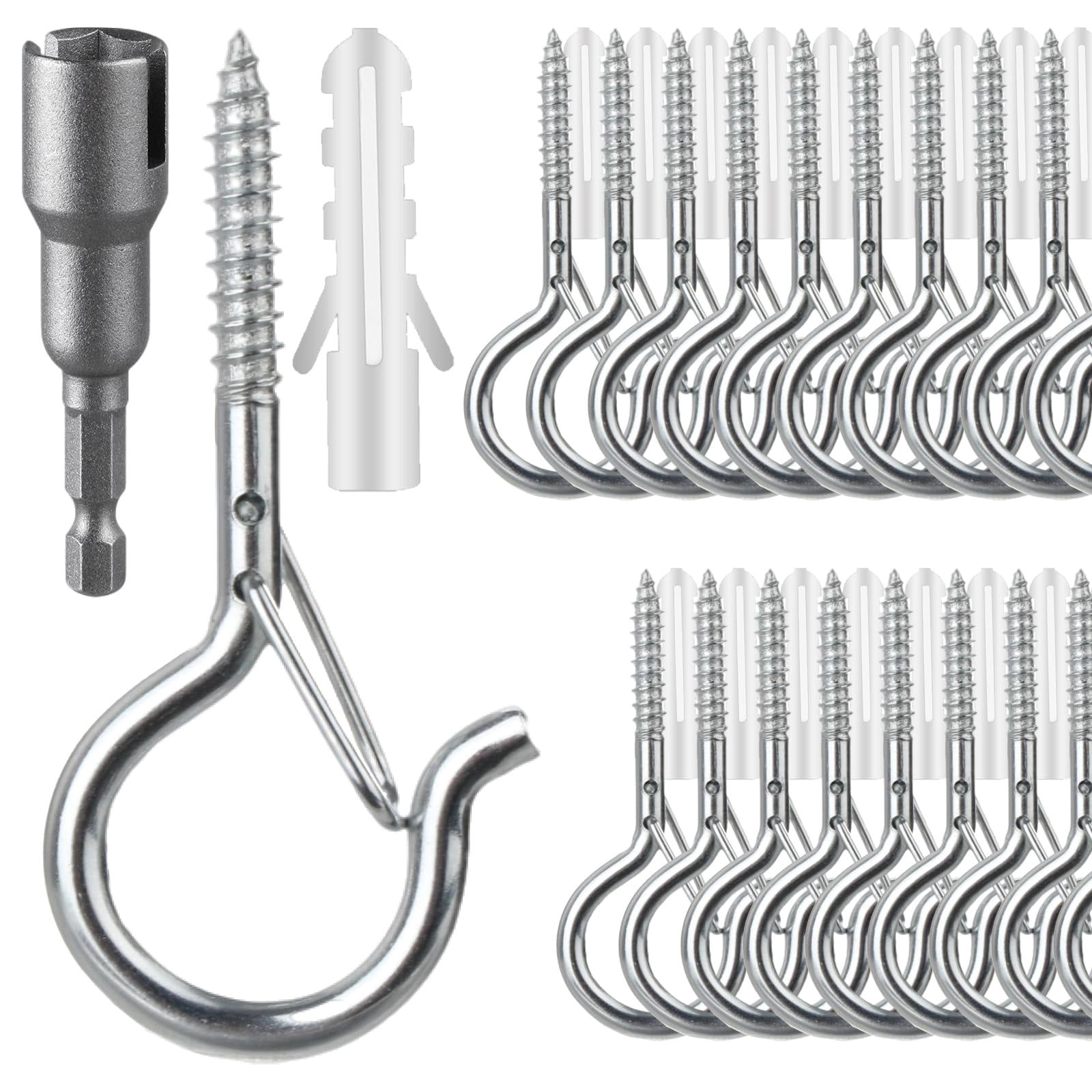 100 Pcs Screw-in Hooks for Outdoor String Lights, Hooks for Outside ...