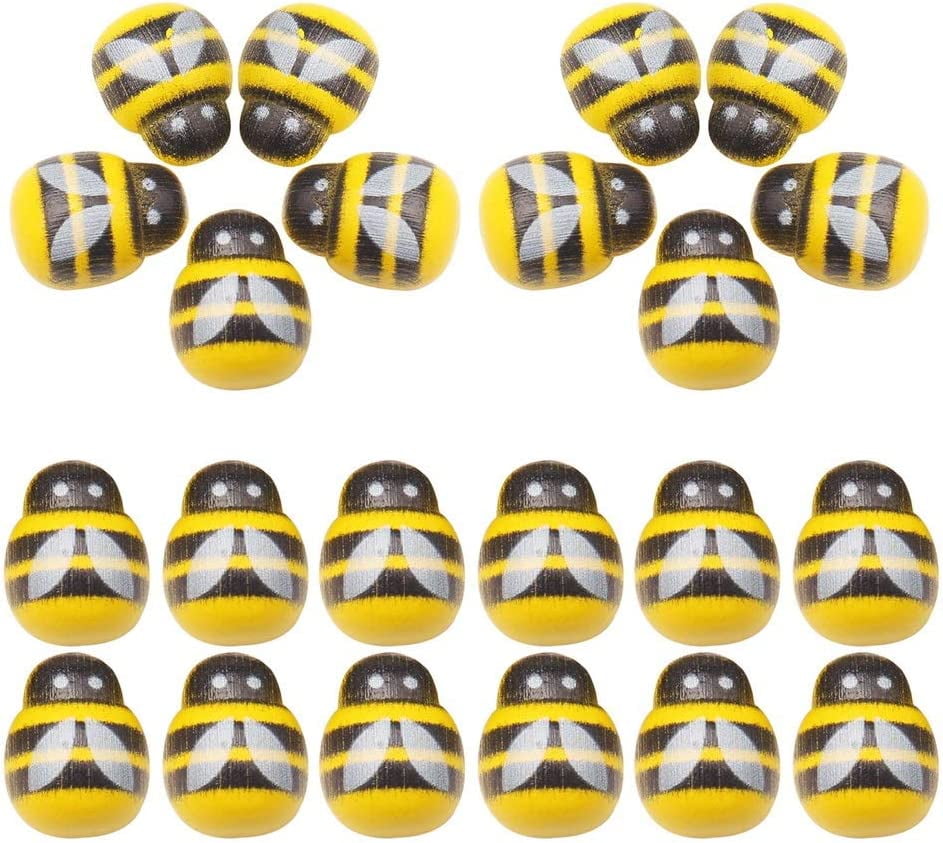 100 Pcs Self Adhesive Bee Stickers, Wooden Ladybirds Embellishments ...