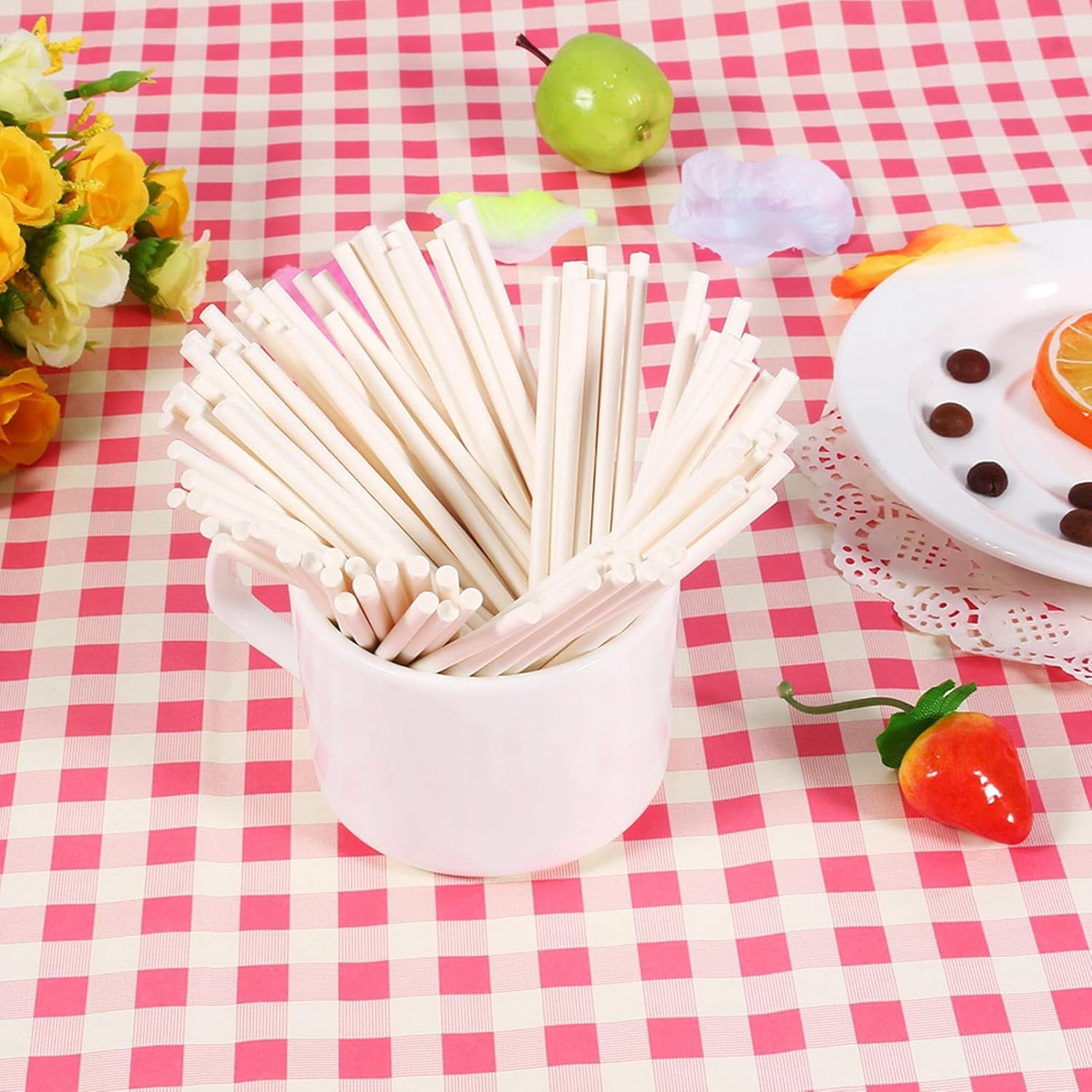 100 Pcs/Set Colorful Lollipop Sticks, Cake Pop Lolly Candy Pop Sticks ...