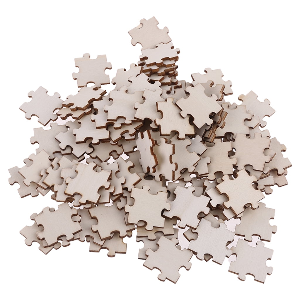 100 Pcs/Set Unfinished Wooden Jigsaw Freeform Blank Puzzles Pieces for ...