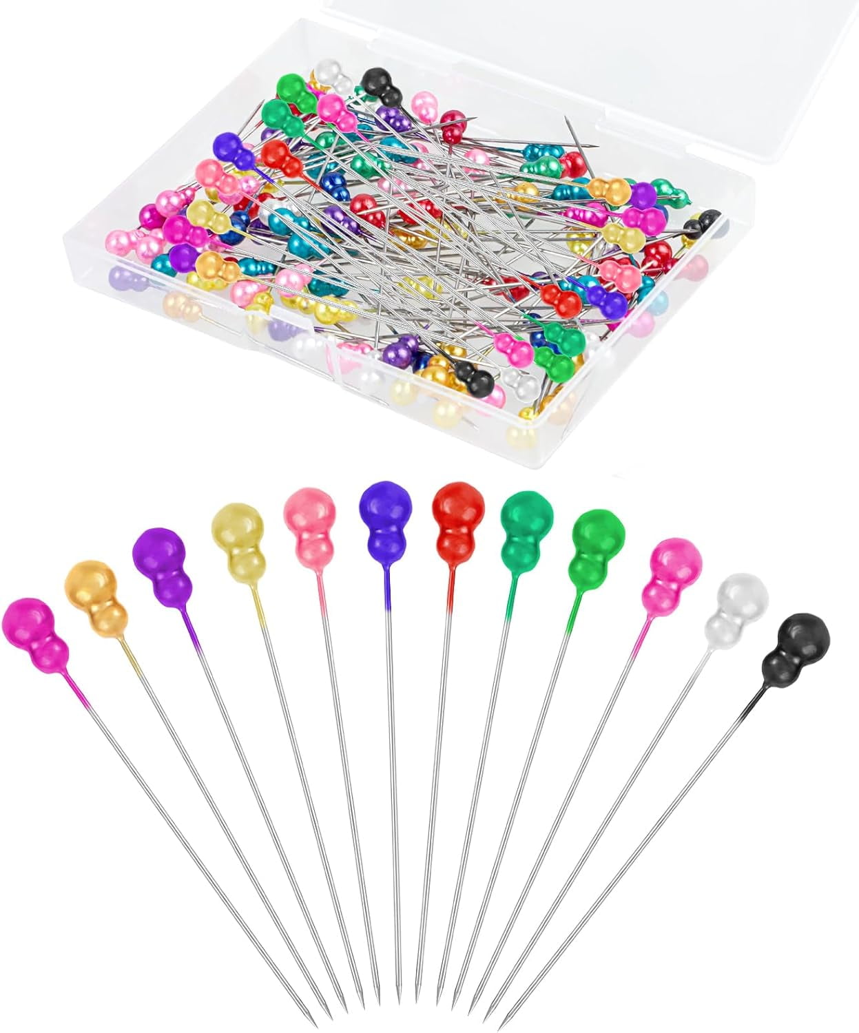 100 Pcs Sewing Pins, Straight Pins For Fabric, Multicolor Pearlized ...
