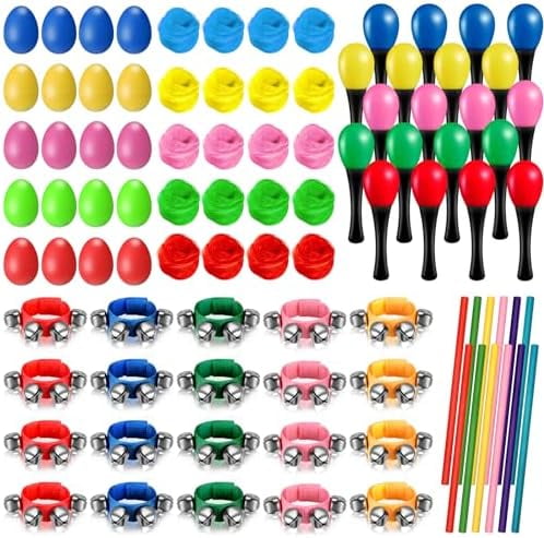 100 Pcs Shaker Musical Instruments for Kids, 20 Egg Shaker 20 Wrist ...