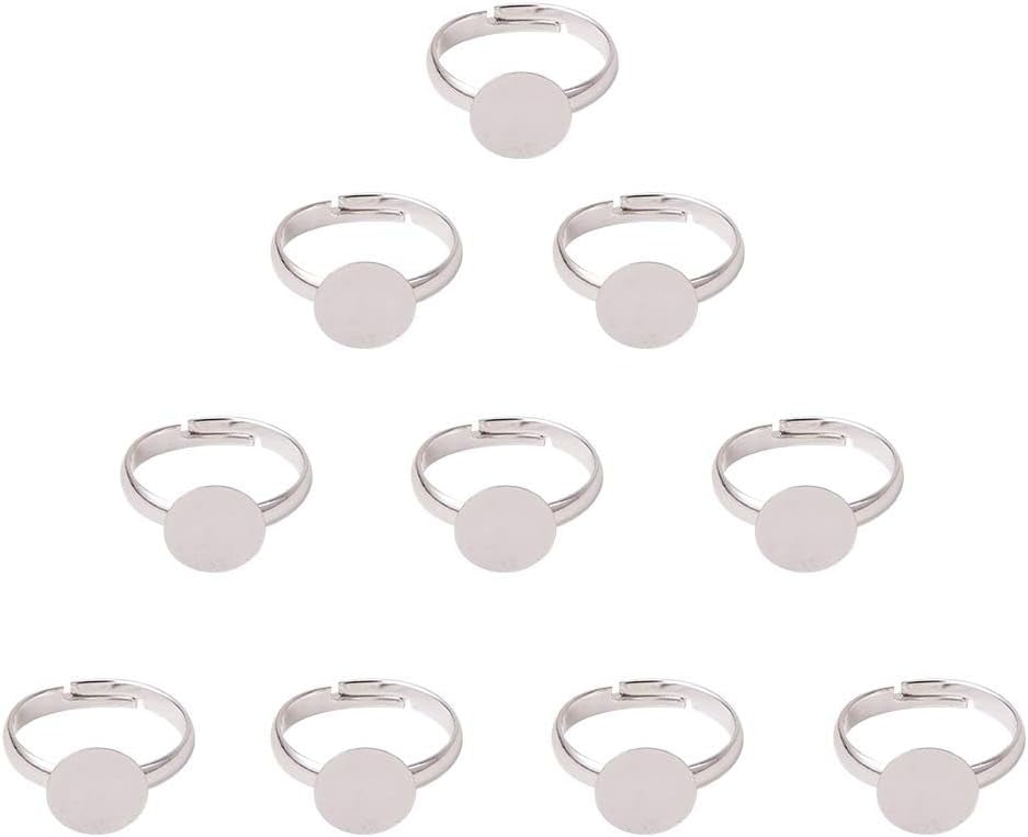 100 Pcs Silver Color Blank Ring Pad Ring Components Brass Adjustable ...