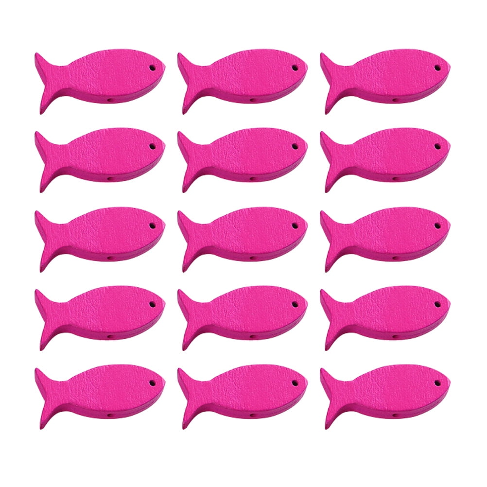 100 Pcs Small Fish Wood Piece Tank Decor Plush Sea Animals Fishing Toy ...