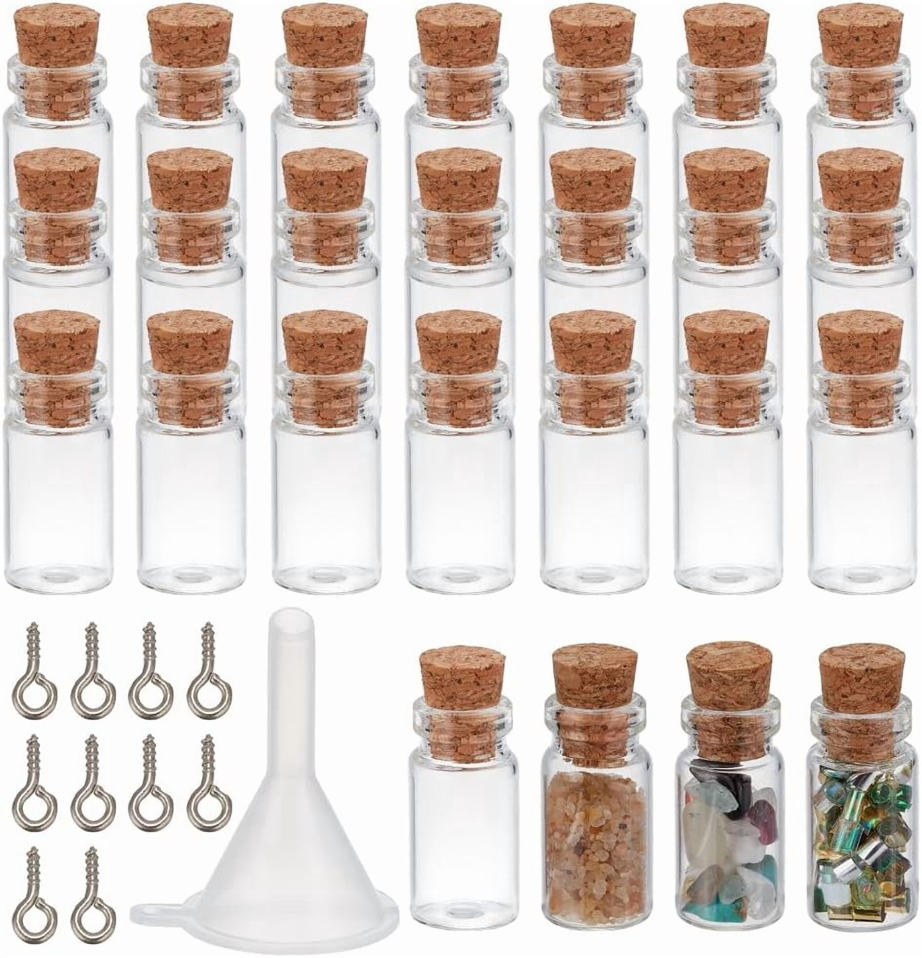 100 Pcs Small Glass Bottles with Cork 1ml Tiny Wishing Bottles with 120 ...