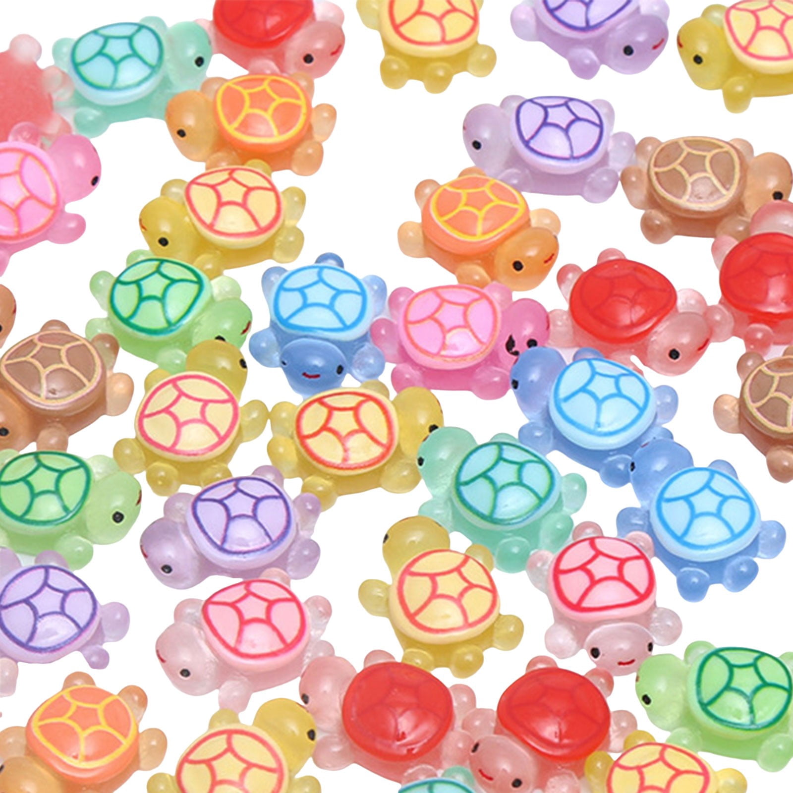 100 Pcs Small Glow in The Dark 3D Resin Turtles Miniature Garden ...
