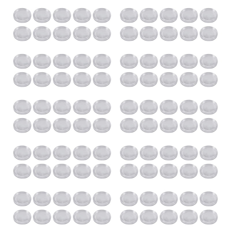 100 Pcs Small Round Transparent Plastic Coin Capsules Box 33mm ...