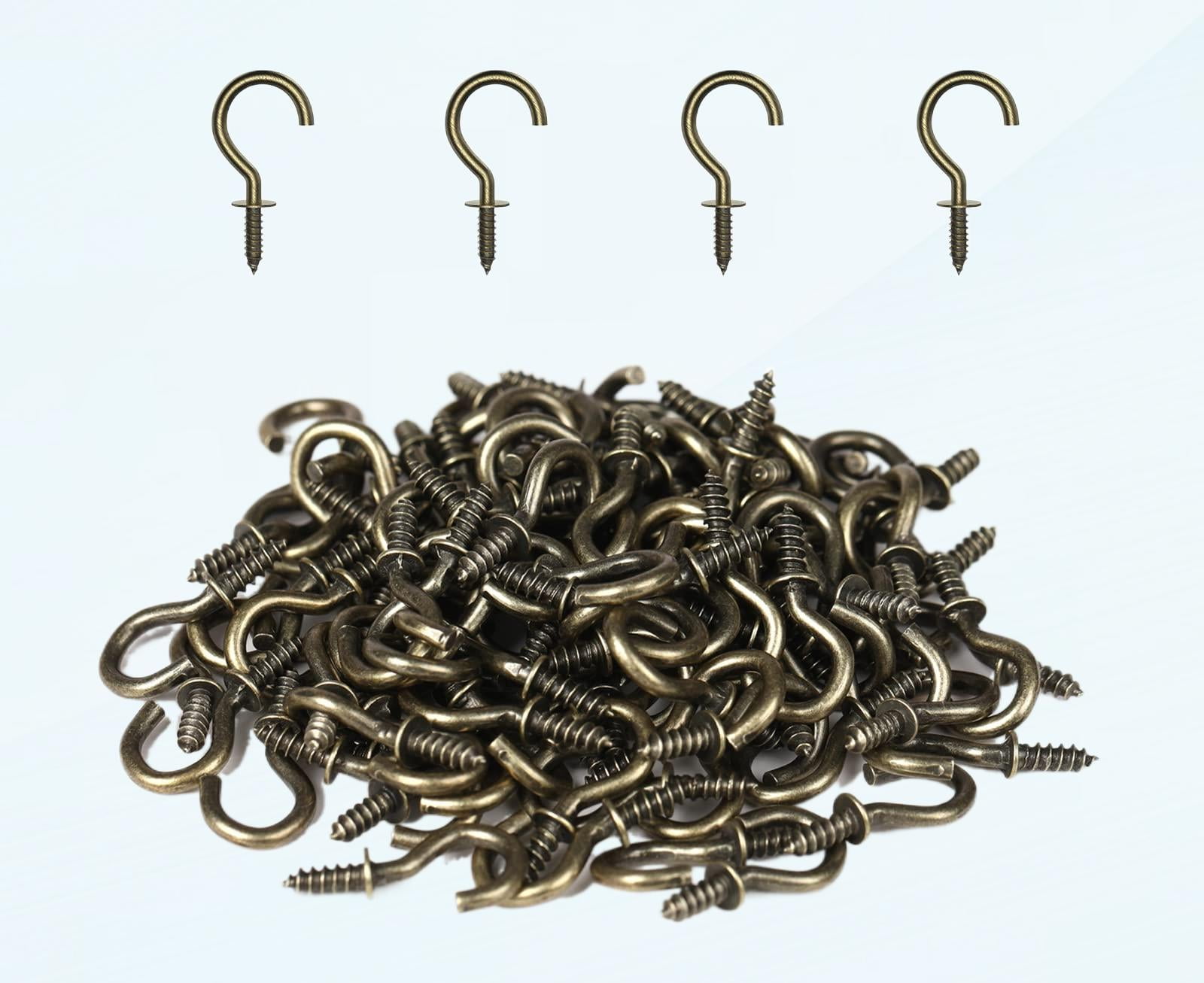 100 Pcs Small Screw Hooks, 1/2 Inch Bronze Mini Screws of Jewelry Hooks ...