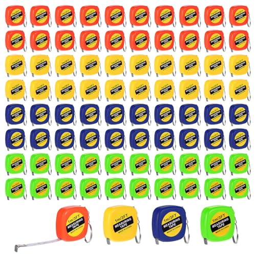 100 Pcs Small Tapes Measure Keychains 3 ft/ 1 m Functional Mini ...