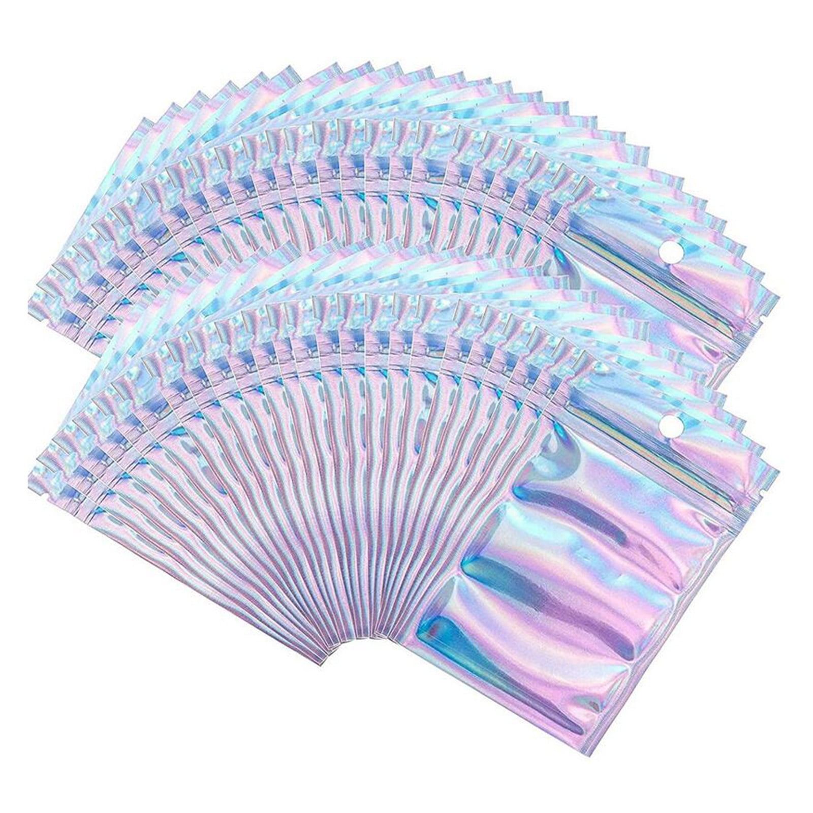 100 Pcs Smell Proof Bag, 4 x 7" Sealable Mylar Bags, Iridescent ...