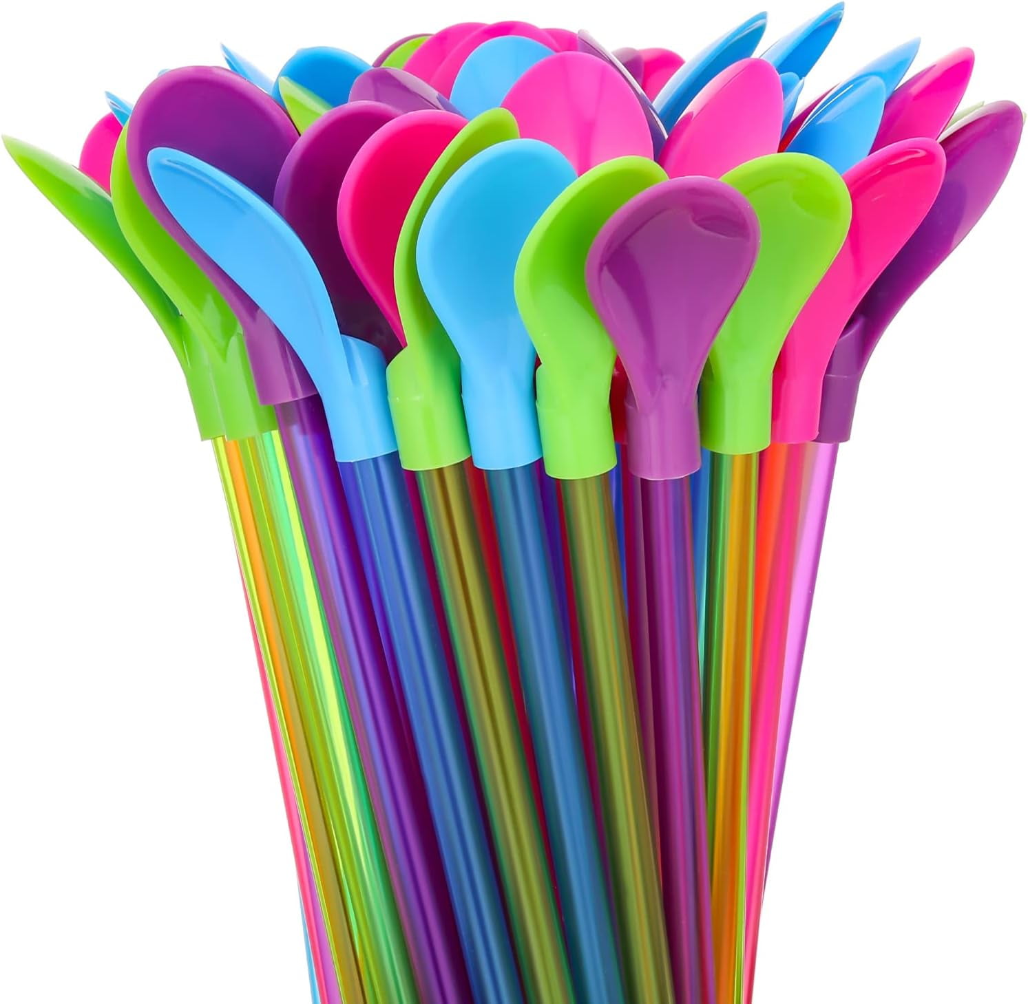 100 Pcs Snow Cone Spoon Straw Hard Plastic Straws 9.3 Inch Detachable ...