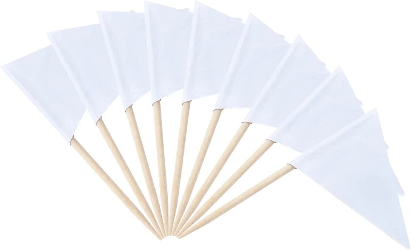100 Pcs Solid White Blank Toothpick Flags Small Mini Plain White Color ...