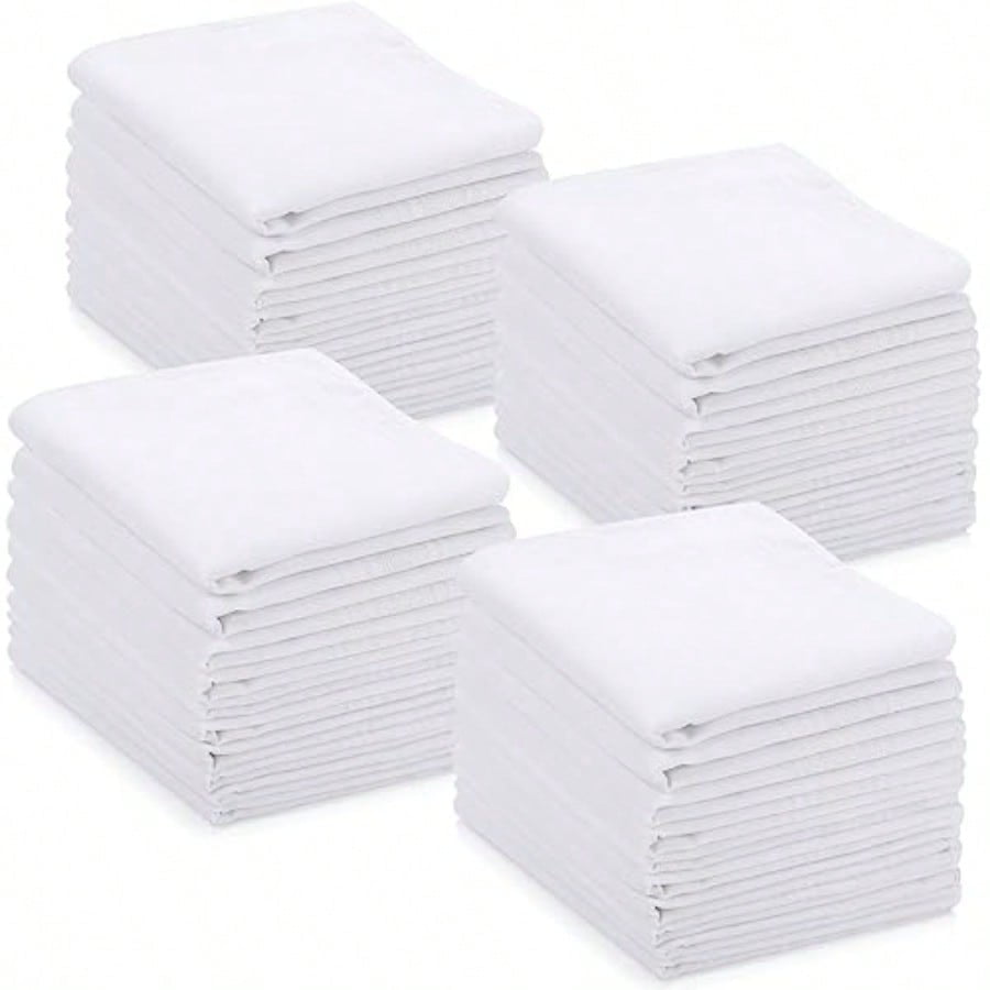 100 Pcs Solid White Cotton Handkerchiefs For Men Bulk Pocket Square Men ...