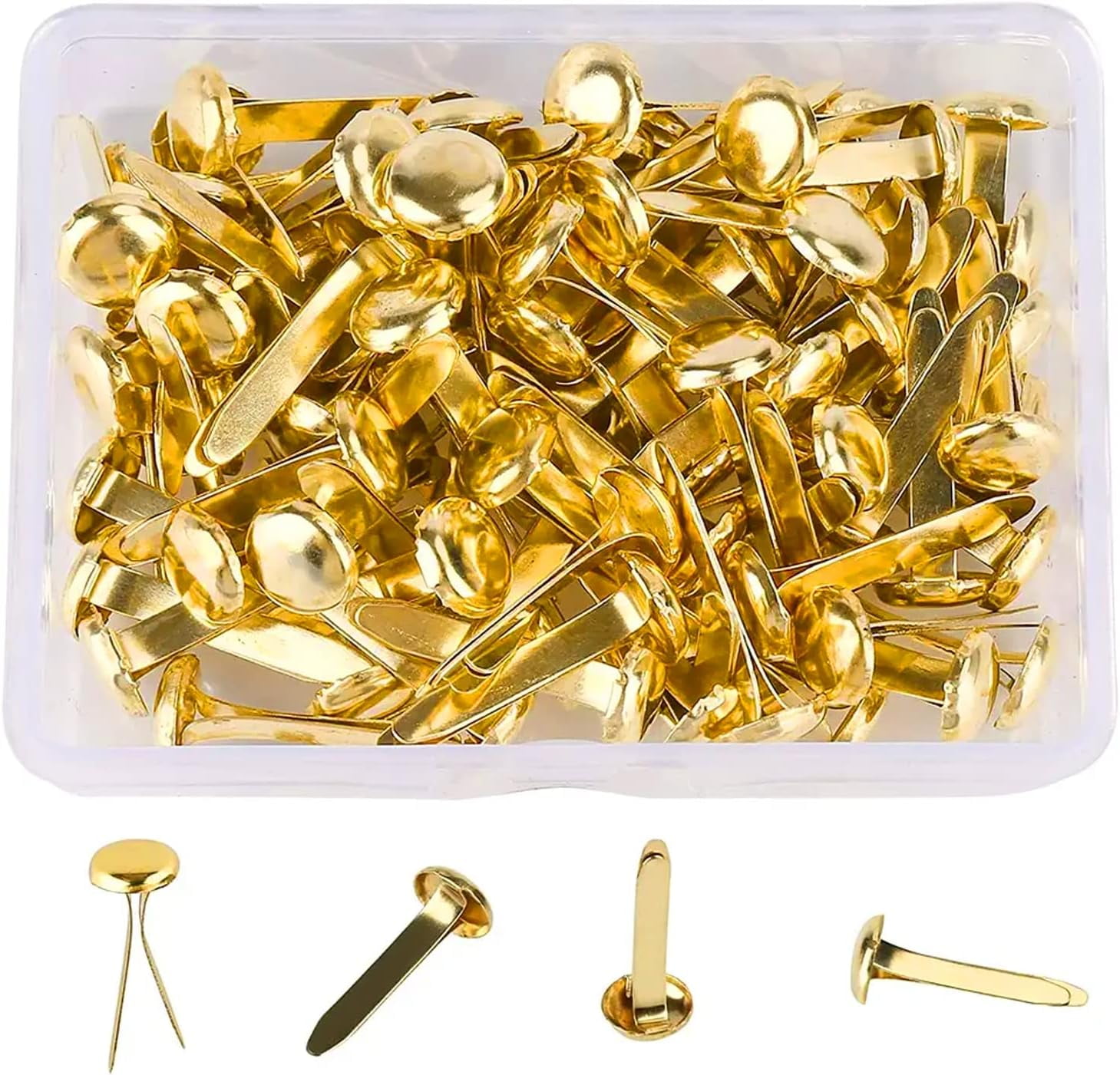 100 Pcs Split Pins, Gold Round Head Brads Split Pins, 8mm x 17mm Metal Paper Fasteners Mini ...