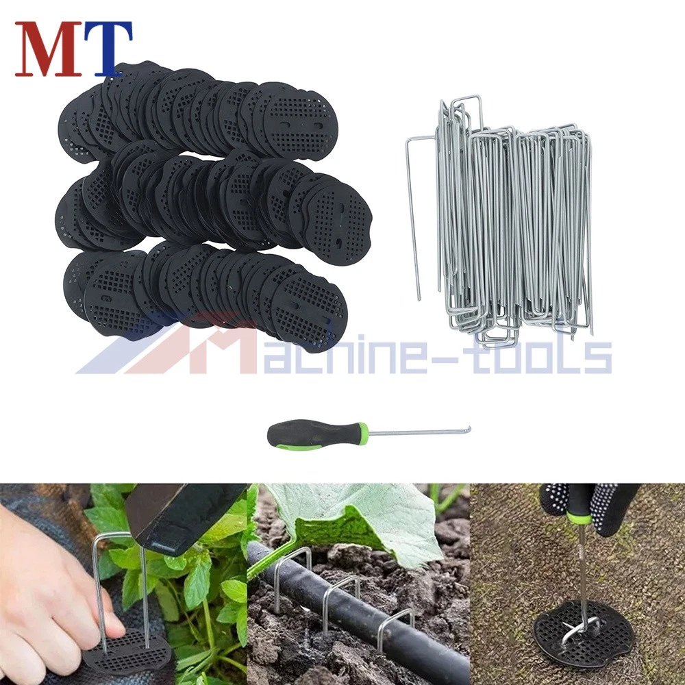 100 Pcs Stainless Garden Stakes Landscape Staples With Gasket Washer ...