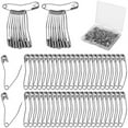 100 Pcs Stainless Steel Curved Safety Pinsmetal Bent Pin With Plastic Storage Boxhome Sewing