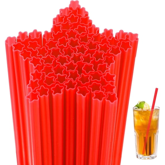 100 Pcs Star Shaped Plastic Straws Disposable Drinking Straw Bulk for ...
