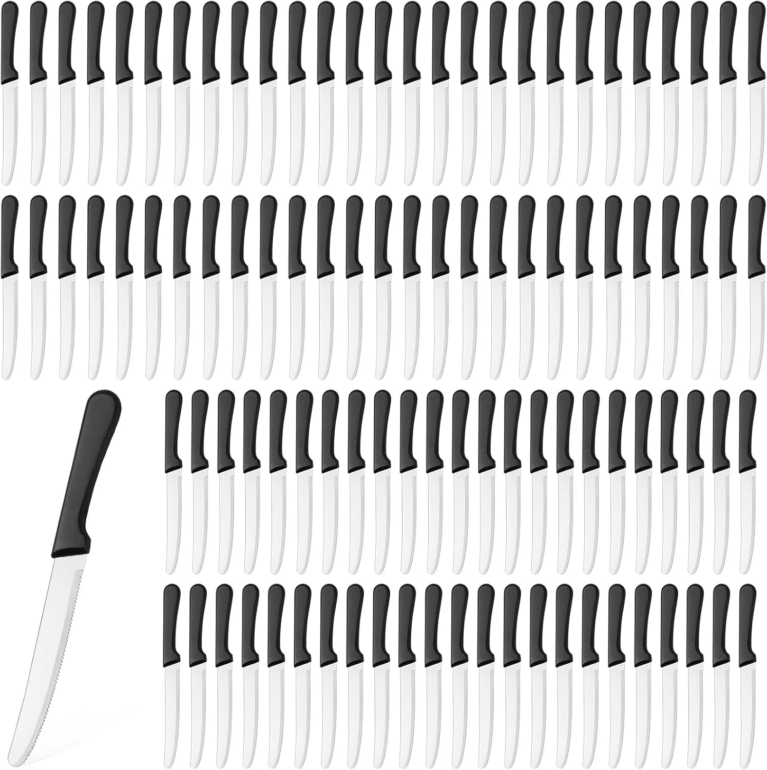 100 Pcs Steak Knives 8.39 Inches Rounded Serrated Steak Blade Knife ...