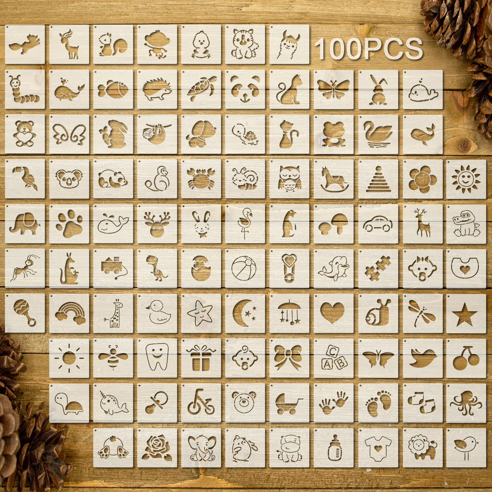 100 Pcs Stencils for Painting on Wood Reusable Stencil Crafts Drawing ...