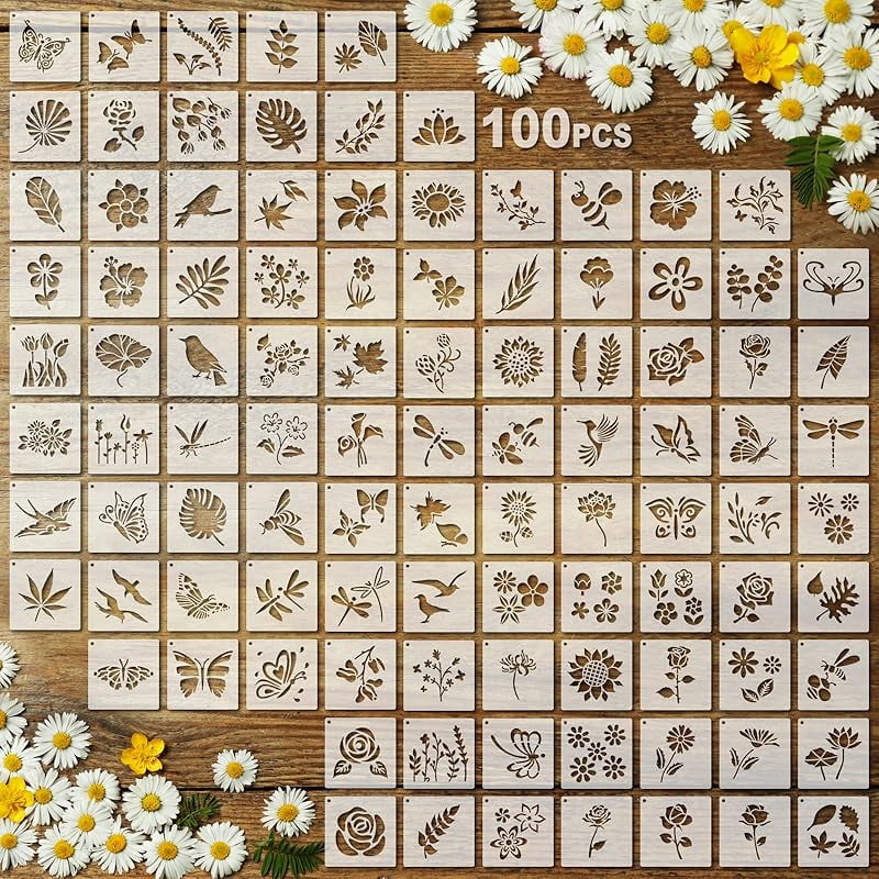 100 Pcs Stencils for Painting on Wood Reusable Stencil Crafts Drawing ...