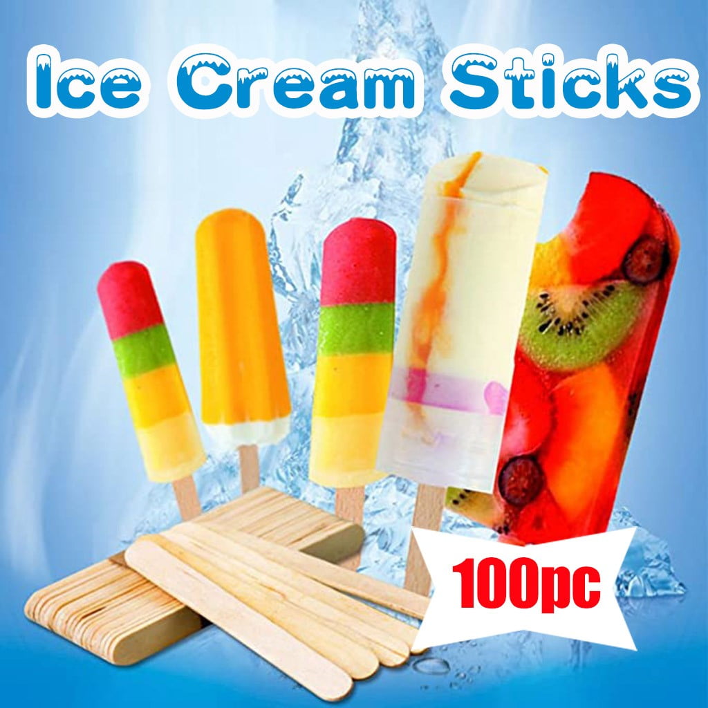 100 Pcs Sticks Ice Cream Sticks Natural Wood Stick Sticks,Wooden Multi ...