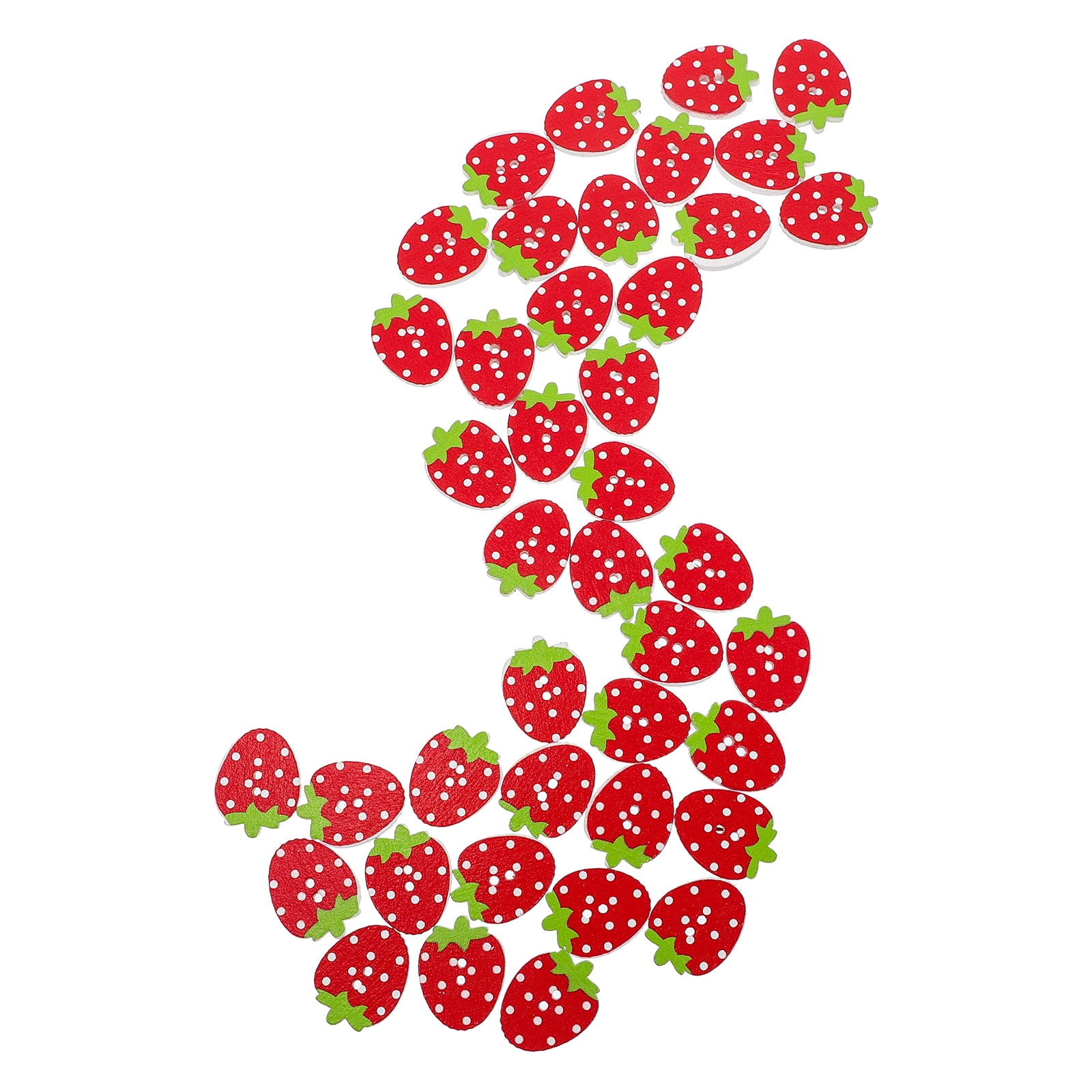 100 Pcs Strawberry Buttons Retro Red Wood Buckle Sewing Accessories ...