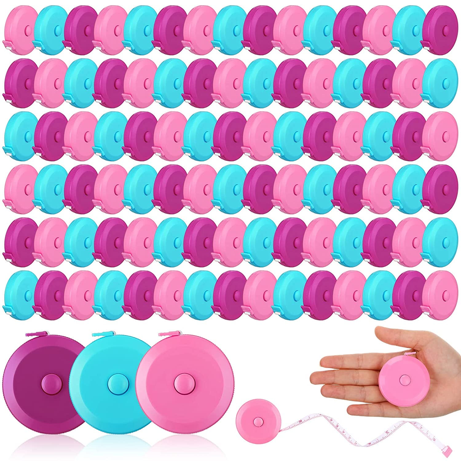Menkey 100 Pcs Retractable Tape Measure, 60 Inch, Soft Fabric, Purple ...