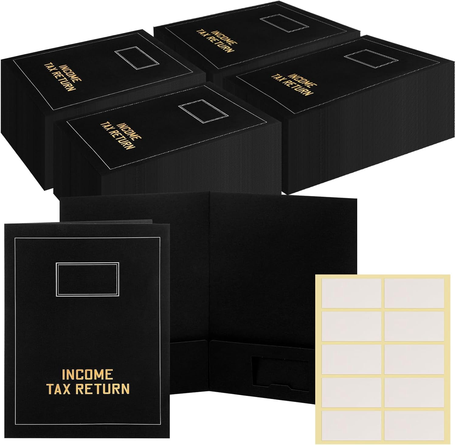 100 Pcs Tax Return Folders Bulk 2 Pocket Gold Foil Stamped Income Tax ...