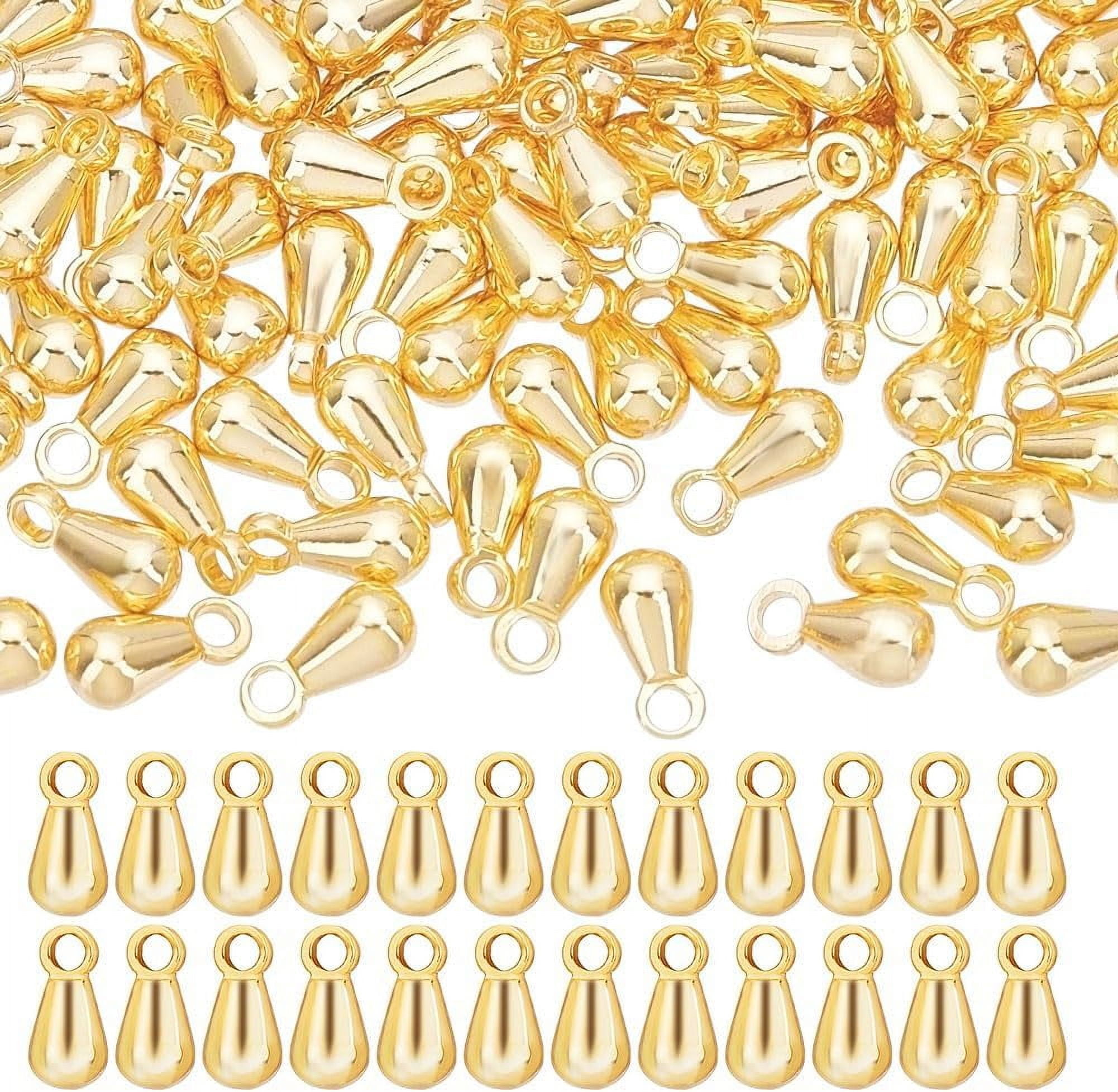 100 Pcs Teardrop Charms Real 18K Gold Plated Brass Chain Extender Drop ...