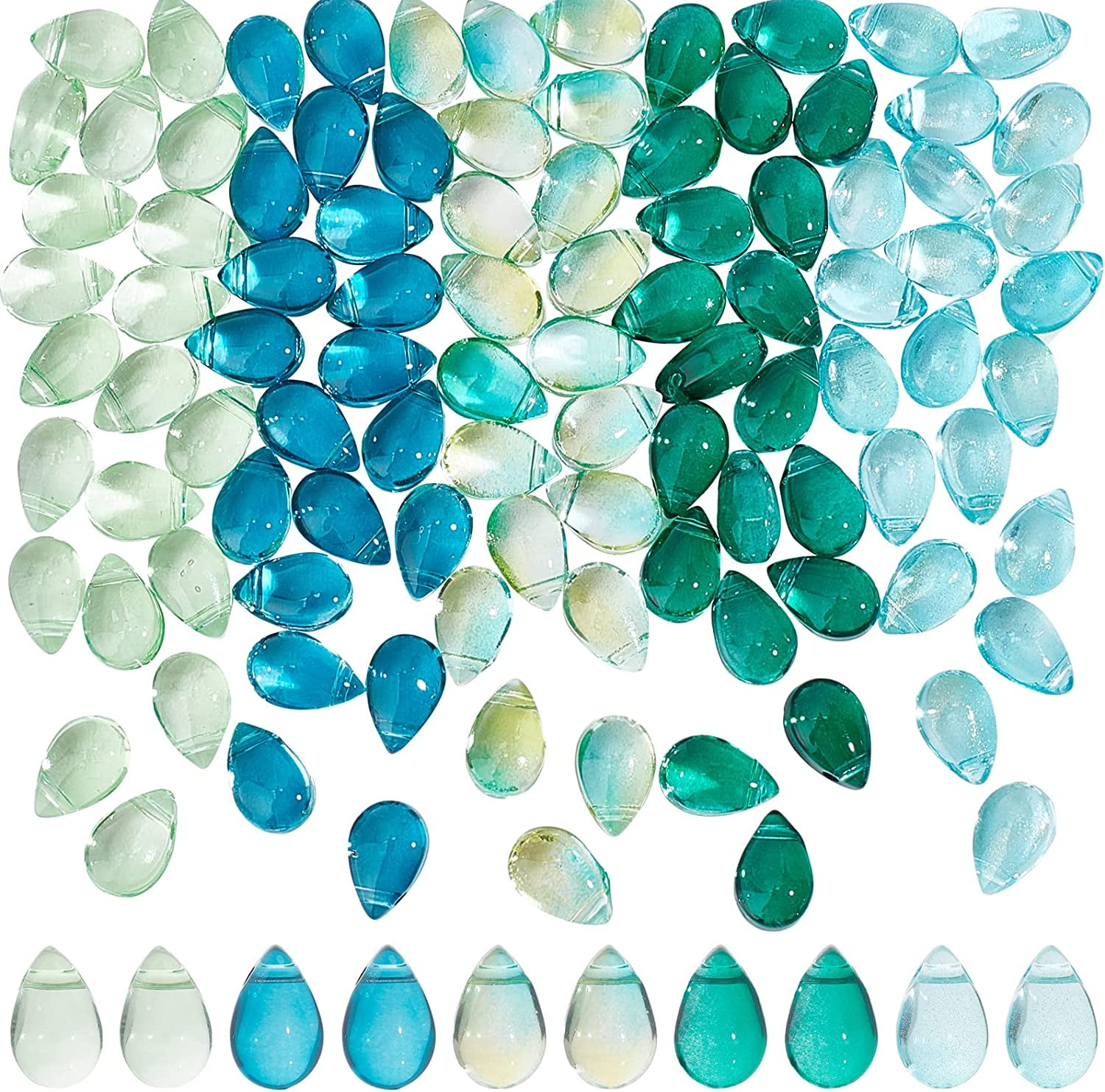 100 Pcs Teardrop Czech Glass Beads 5 Colors Transparent Crystal Beads ...
