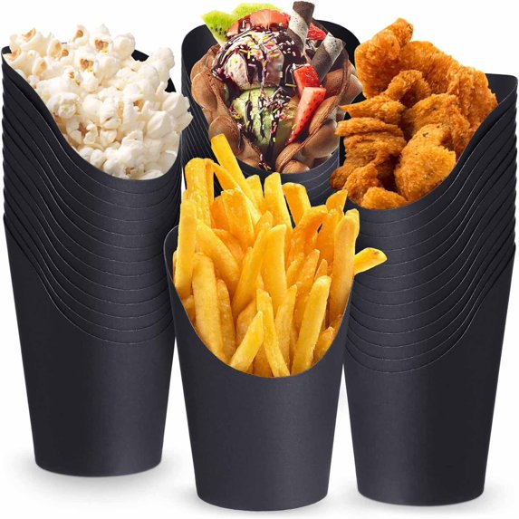 100 Pcs Thickened Disposable Kraft Paper Cups, Fries & Noodle Cups, Ice ...