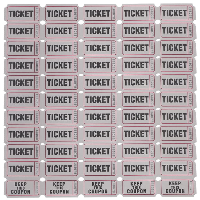 100 Pcs Tickets for Party Event Labels Raffle Bingo Game Carnival Grey ...