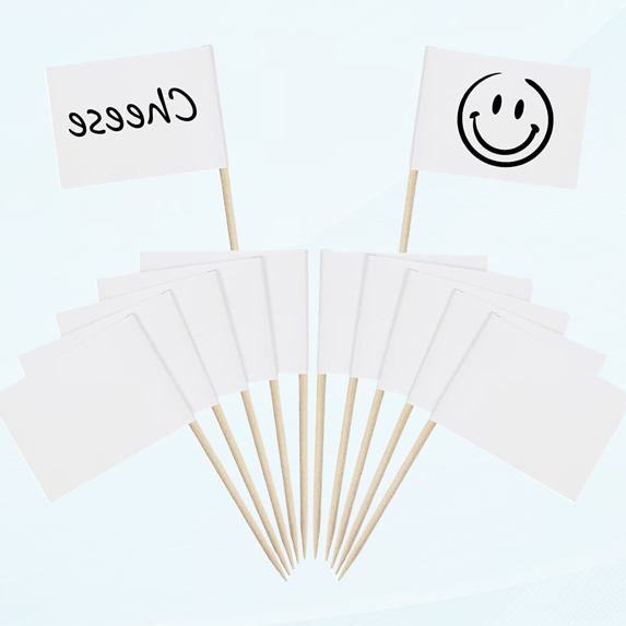 100 Pcs Blank Toothpick Food Flags for Buffets to Write On, Party Food ...