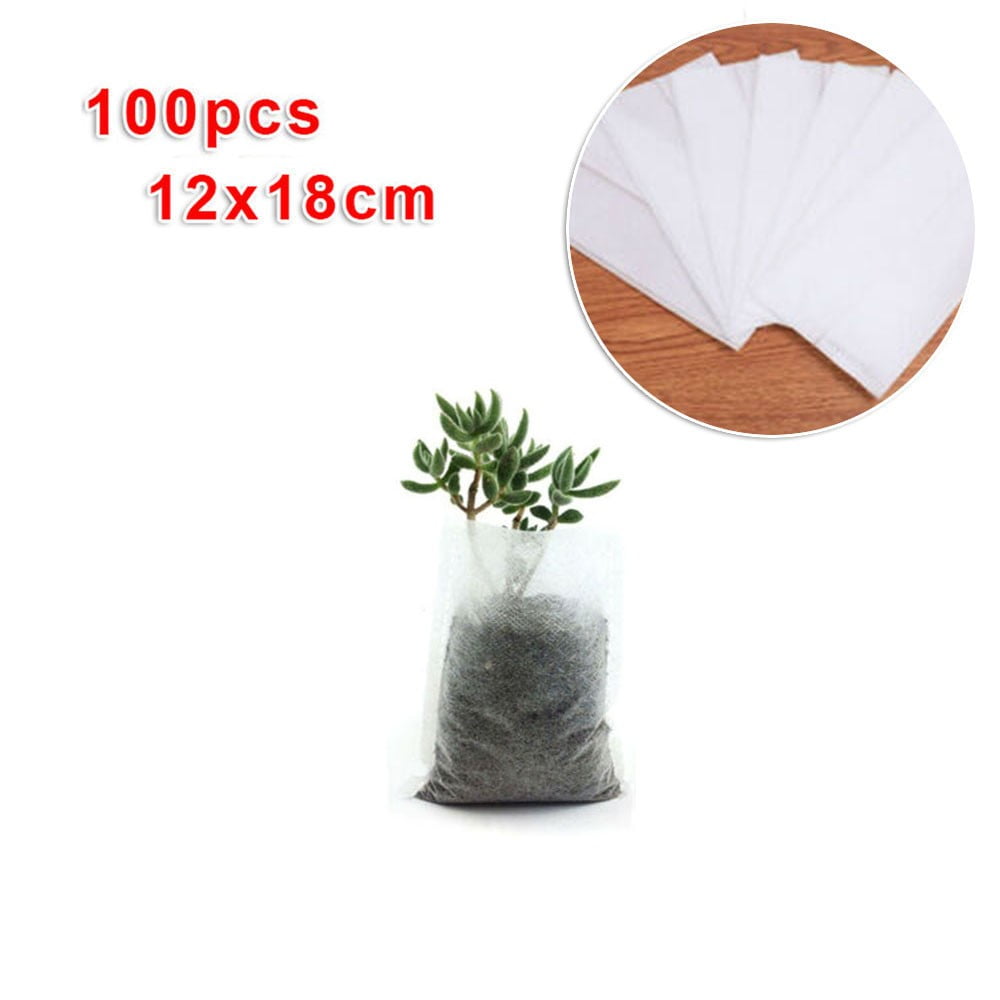 100 Pcs Tree Planting Bag Yard Plant Growth Non-Woven Nursery Garden ...