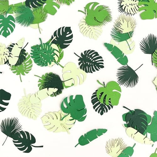 100 Pcs Tropical Palm Leaf Confetti Green Leaf Baby Shower Table ...