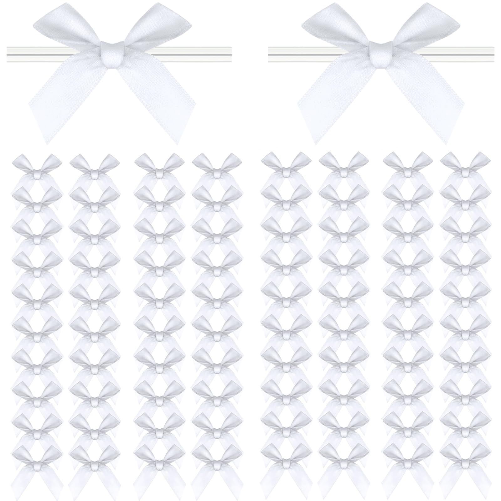 100 Pcs Twist Tie Bows, 2.75" Satin Twist Tie Bows for Treat Bag Satin ...