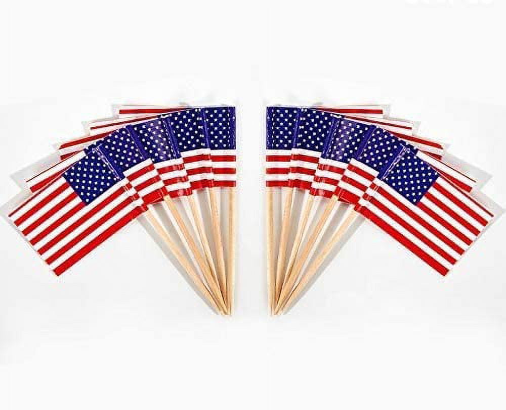 100 Pcs USA American Flag US Toothpick Flags, Small Mini Stick Cupcake ...