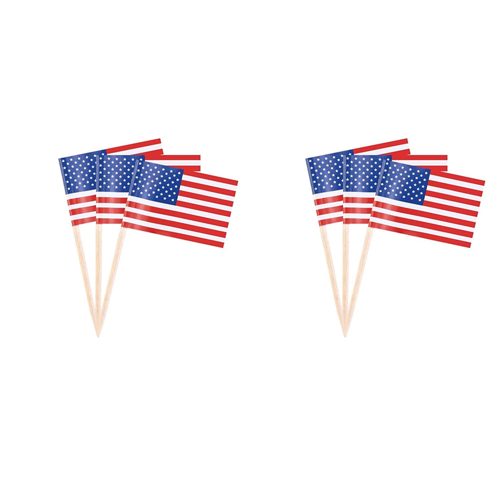 100 Pcs USA Flag Toothpicks - American Mini Flag Picks for Cupcakes ...