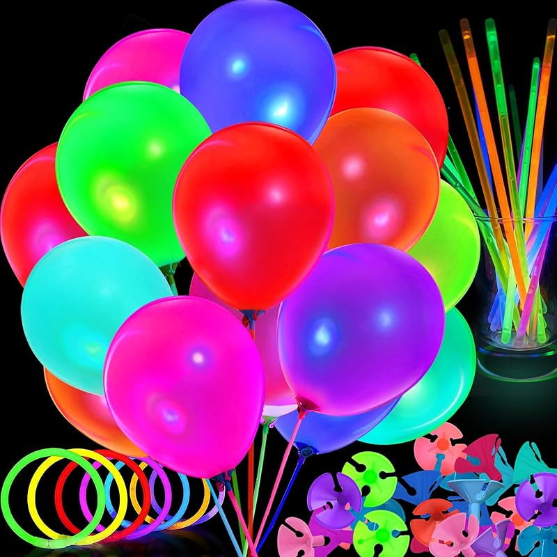 100 Pcs UV Neon Balloons ,Neon Glow Party Balloons UV Black Light ...