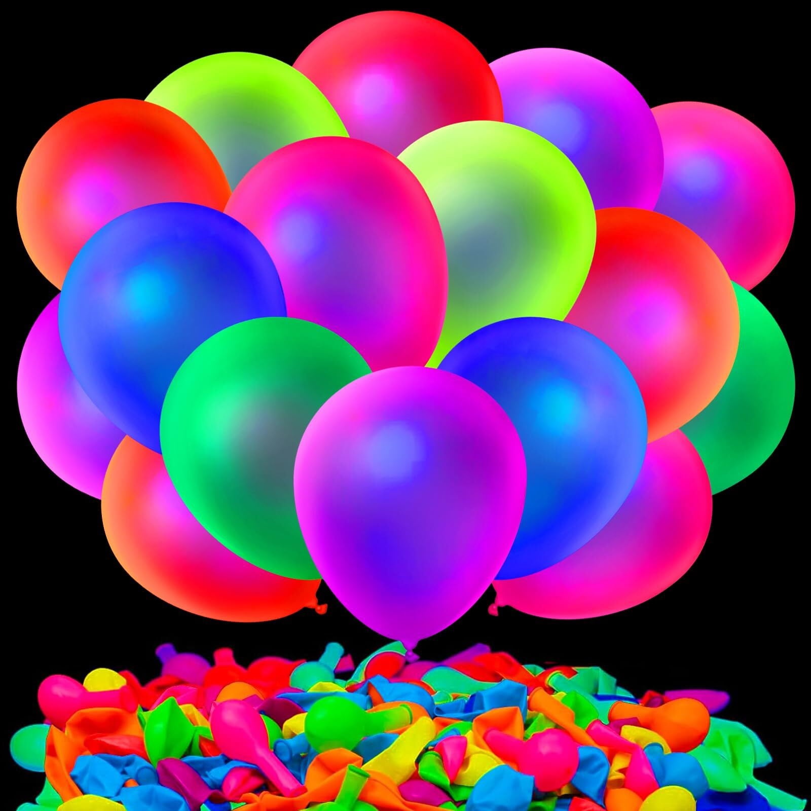 100 Pcs UV Neon Balloons ,Neon Glow Party Balloons UV Black Light ...