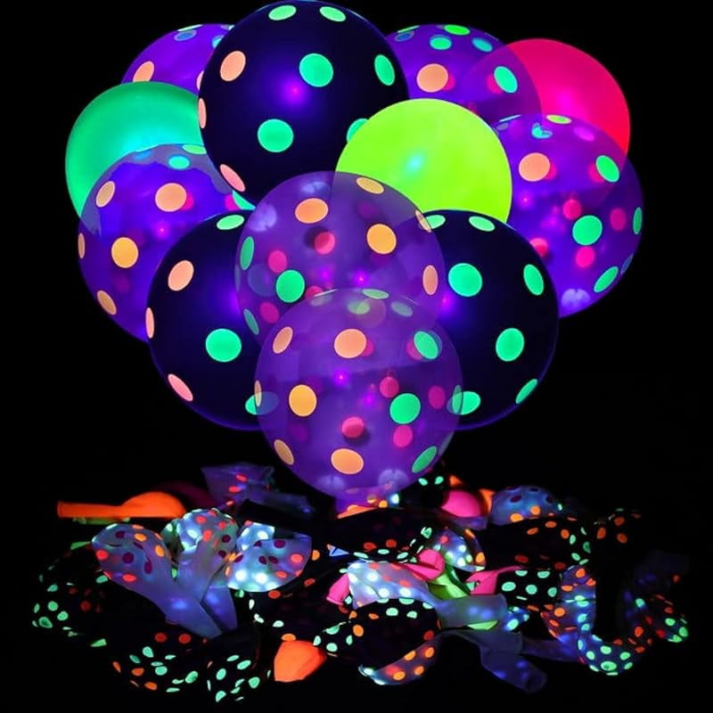 100 Pcs UV Neon Balloons ,Neon Glow Party Balloons UV Black Light ...