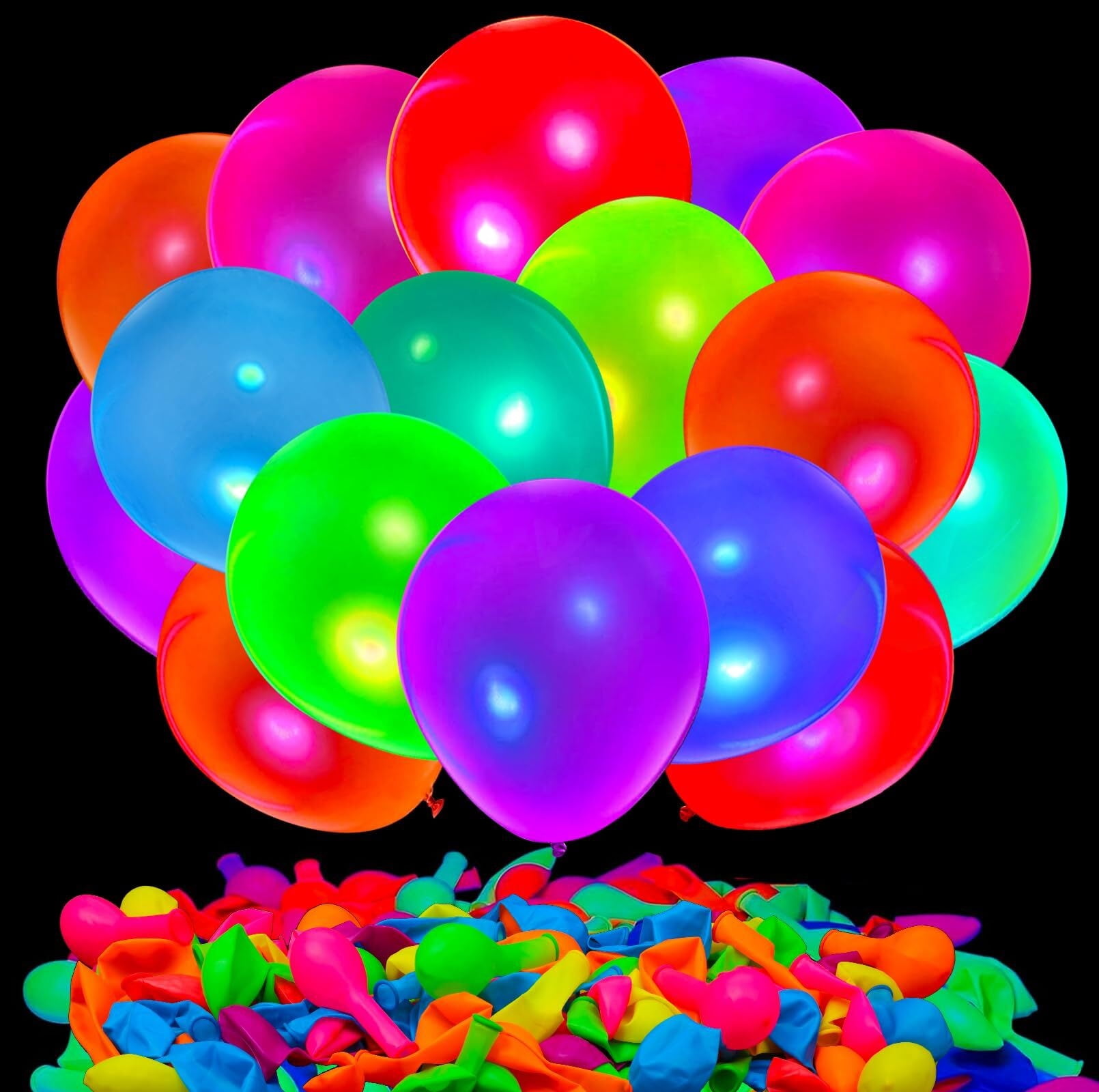 100 Pcs UV Neon Balloons ,Neon Glow Party Balloons UV Black Light ...
